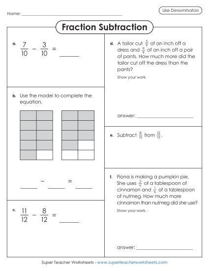Adding And Subtracting Mixed Numbers Worksheet Doc