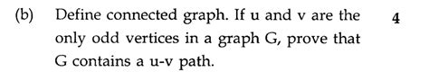 Solved Define Connected Graph If U And V Are The Only Odd Chegg