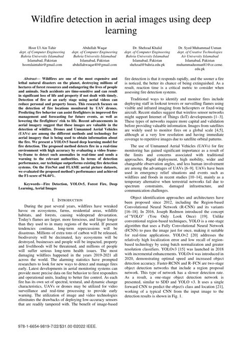 pdf wildfire detection in aerial images using deep learning