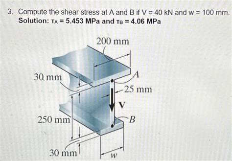 Solved 3 Compute The Shear Stress At A And B If V 40 Kn