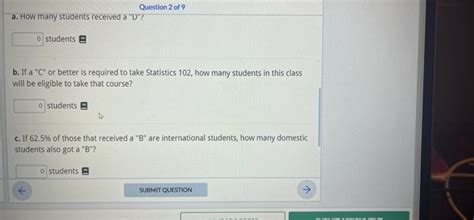 Solved Question 2 Of 9 Letter Grades On A Statistics 101