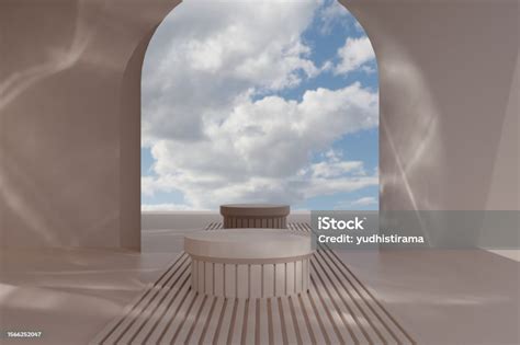 3d 배경 제품은 기하학적 플랫폼이 있는 연단 장면을 표시합니다 연단이 있는 배경 벡터 3d 렌더링 화장품을 보여주기 위해