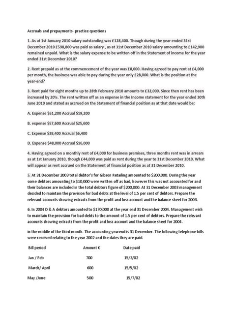 Accruals And Prepayments Practice Questions Solved Pdf Accrual