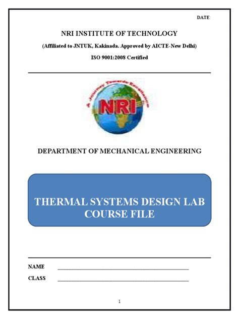 Thermal Systems Design Lab Pdf Thermal Conduction Fluid Dynamics