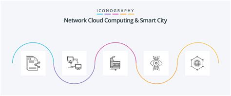 Network Cloud Computing And Smart City Line 5 Icon Pack Including