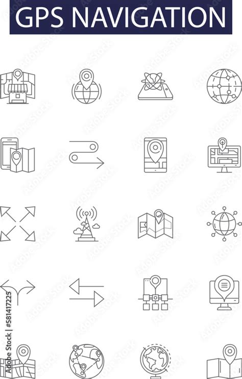 Vetor De Gps Navigation Line Vector Icons And Signs Navigation Tracking Route Mapping