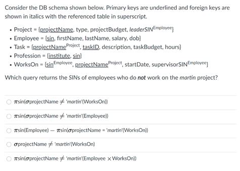 Solved Consider The DB Schema Shown Below Primary Keys Are Chegg