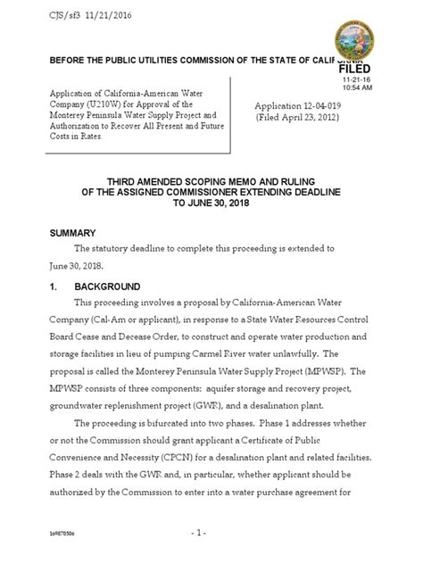 Third Amended Scoping Memo And Ruling 11 21 16 Download Free Pdf