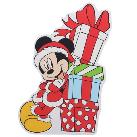 A Festive Clipart Image Of Mickey Mouse Dressed As Santa Claus Holding