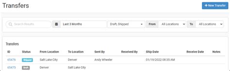 Inventory Transfers Between Locations