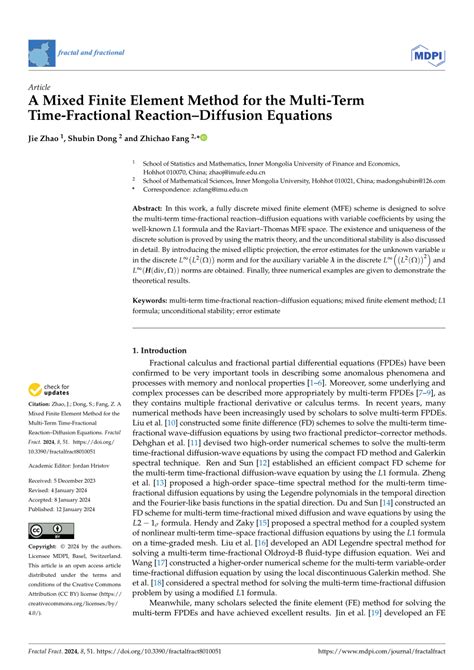 Pdf A Mixed Finite Element Method For The Multi Term Time Fractional