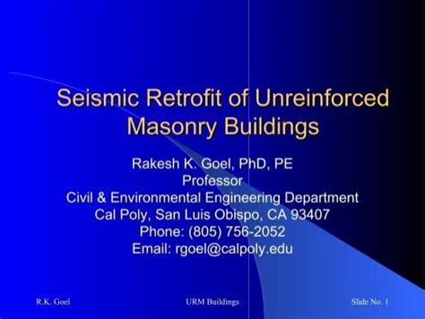 Seismic Retrofit Of Unreinforced Masonry Buildings Civil And