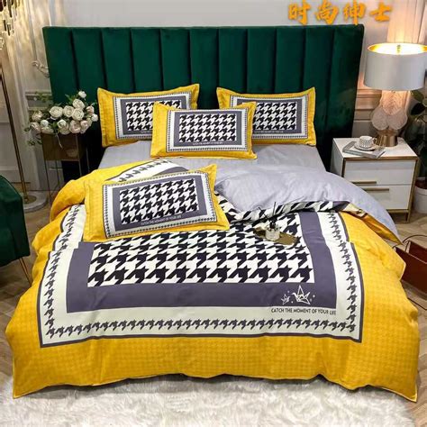 4 Stks Set Luxe Plaid Beddengoed Set Beddengoed Ka Vicedeal