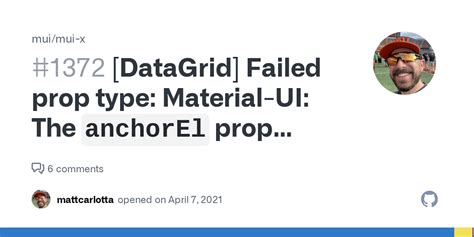 DataGrid Failed Prop Type Material UI The AnchorEl Prop Provided To The Component Is