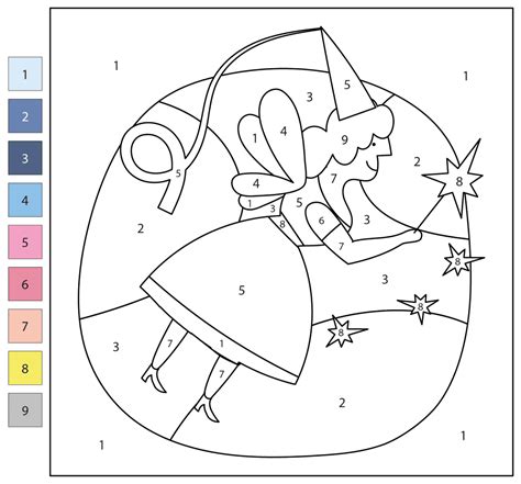 Fairy Doing Magic Color By Number Coloring Page Free Printable
