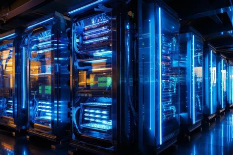 Premium Photo Modern Data Center With Rows Of Servers For Cloud Computing Ai Supercomputer