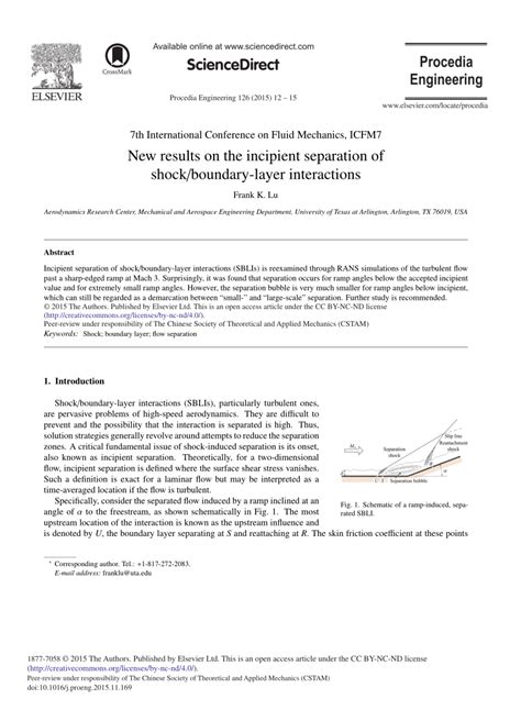 Pdf New Results On The Incipient Separation Of Shockboundary Layer