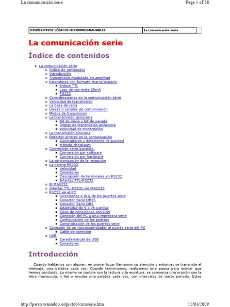 La Comunicación Serie Pdf Informática Ingeniería Electrónica