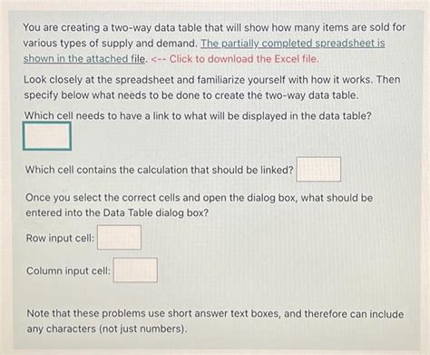 You Are Creating A Two Way Data Table That Will Show Chegg Com