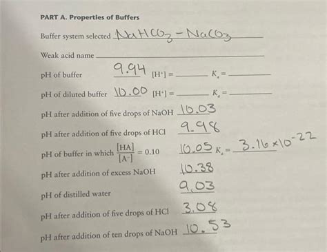 Solved Buffer system selected NaHHOO3−NaCO Weak acid name pH | Chegg.com