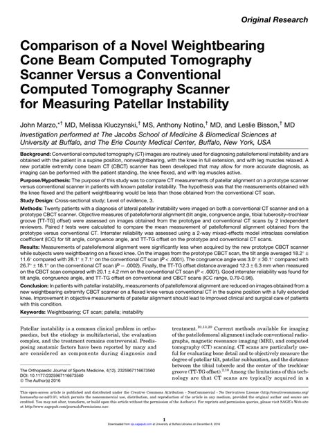 Pdf Comparison Of A Novel Weightbearing Cone Beam Computed Tomography Scanner Versus A