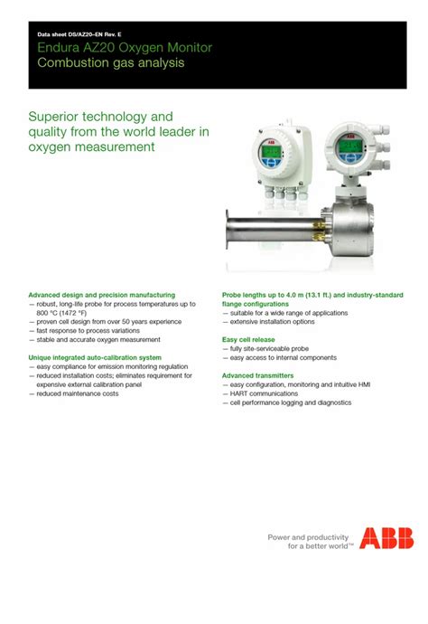 Az20 Abb Combustion Gas Oxygen Analyzer Endura Model Namenumber