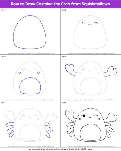 How To Draw Cosmina The Crab From Squishmallows Squishmallows Step By Step