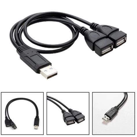Usb A Male To Dual Usb Female Jack Y Splitter Hub Power Cord Adapter Cable Shopee Malaysia