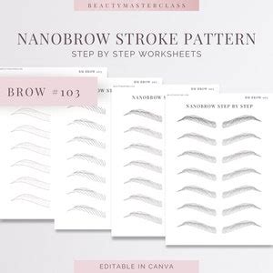 Bmbrow 103 Nanobrow Stroke Pattern Step By Step Practice Worksheets Editable SPMU Brow