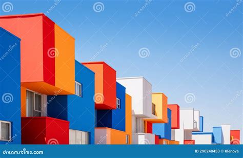 Edificios De Colores Arquitectura Moderna Abstracta Estilo Minimalista Stock De Ilustración