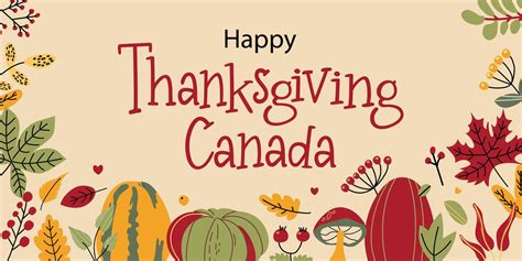 Banner For Thanksgiving Day In Canada Ilustration With Lettering And
