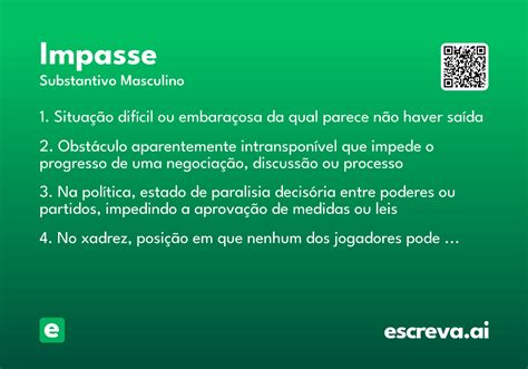 Impasse Significado E Sinônimo Escrevaai