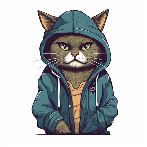 Premium Ai Image Cat Fashionable Flat Illustration Drawn In Adobe Illustrator
