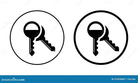 Two Key Icon On Circle Line Activation Sign Symbol Cartoon Vector
