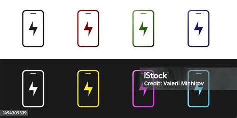 흑백 배경에서 격리된 스마트폰 충전 배터리 아이콘을 설정합니다 배터리 충전이 적은 전화 벡터 Usb 케이블에 대한 스톡 벡터 아트 및 기타 이미지 Istock
