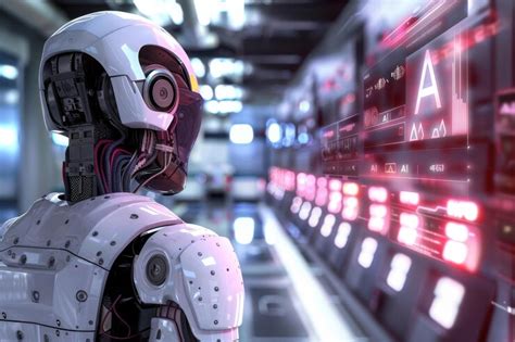 Ai Robot In High Tech Warehouse Advanced Technology In Artificial Intelligence High Tech Digital
