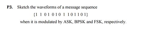 Solved P3 Sketch The Waveforms Of A Message Sequence 1 101