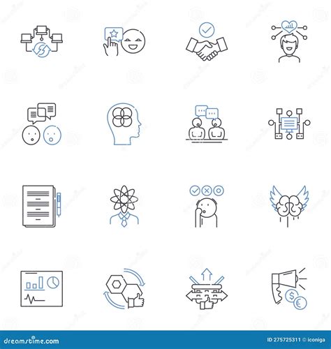 Joint Venture Collaboration Line Icons Collection Synergy Partnership