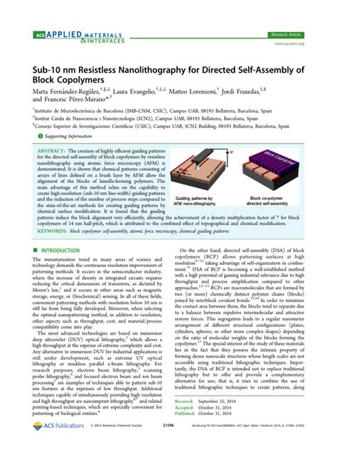 Sub 10 Nm Resistless Nanolithography For Pdf Atomic Force Microscopy Photolithography