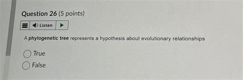 Solved Question 26 5 ﻿points A Phylogenetic Tree Represents