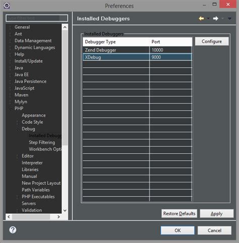 Set Eclipse Php Debugger To Xdebug Stack Overflow