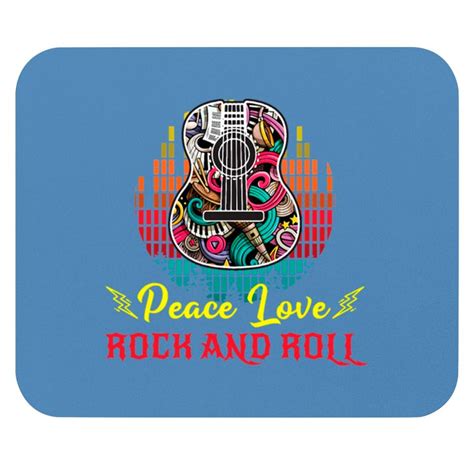 Vintage Peace Love Rock And Roll Guitar Hippie Mouse Pads