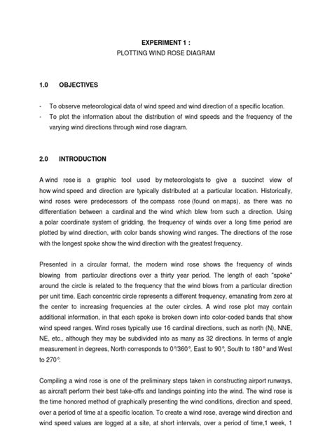 Experiment 1 Plot Wind Rose Pdf Meteorology Earth Sciences