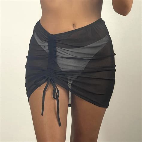 Black Mesh Skirt Sheer Skirt See Through Skirt Depop