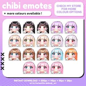 P2U Cute Chibi Blonde Hair Brown Eyes Emote PACK 1 X40 Emotes BUNDLE