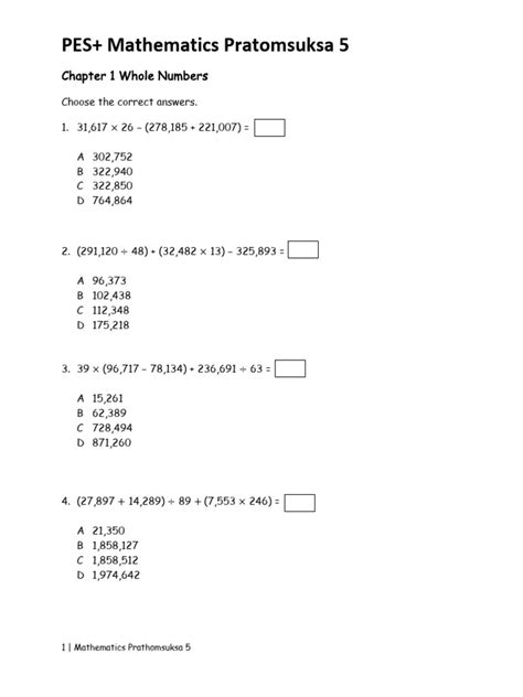 Pes Math P5 Test Paper Pdf