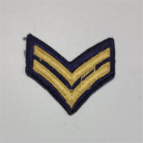Vtg Wwii Us Army Cpl Corporal Navy Blue Patch Cheveron Patch Uniform