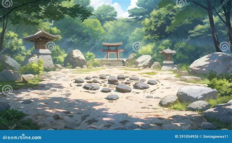 A Tranquil Zen Garden With Meticulously Raked Sand And Perfectly Placed