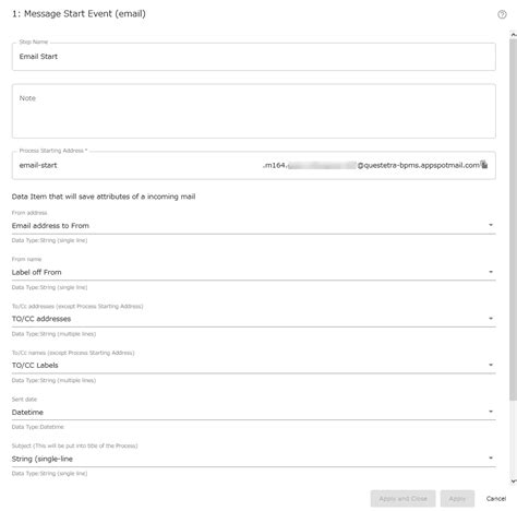 Message Start Event Email Questetra Support
