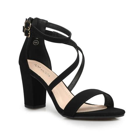 Top Moda Womens Crisscross Ankle Strap Block Heel Sandals Nubuck